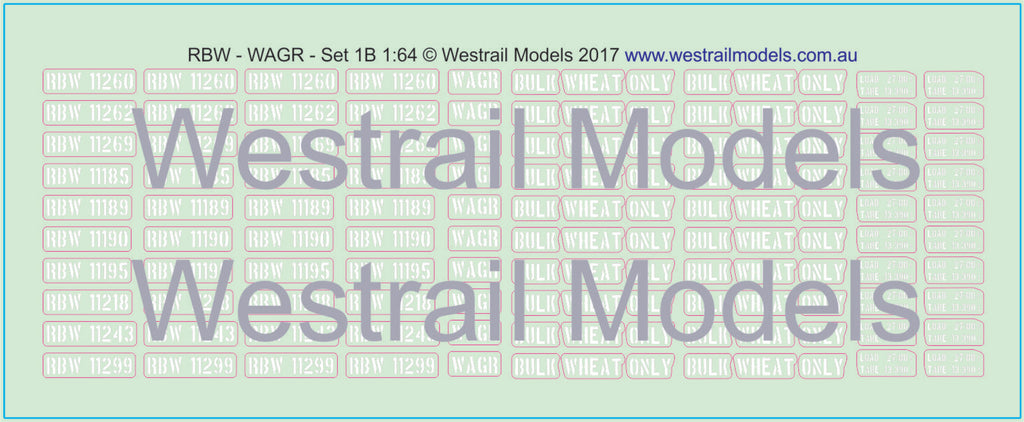 RBW Wagon - Decal Water Slide Transfers - (Set 1) - S scale – Westrail ...